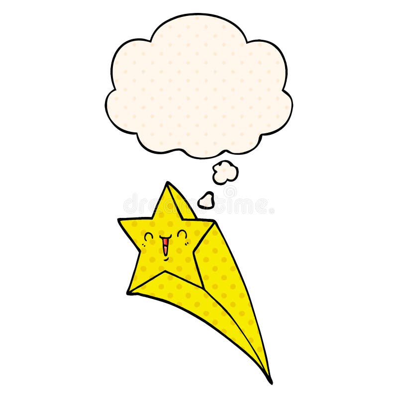 A Creative Cartoon Shooting Star and Thought Bubble in Comic Book Style ...