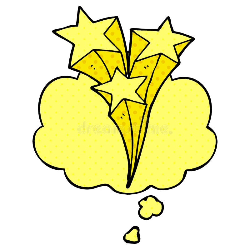 A Creative Cartoon Shooting Stars and Thought Bubble in Comic Book ...