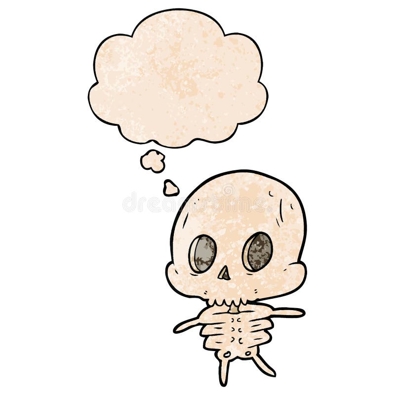 A Creative Cartoon Skeleton and Thought Bubble in Grunge Texture ...