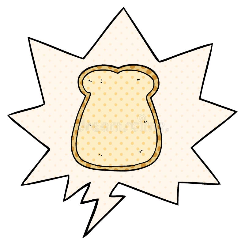 A Creative Cartoon Slice of Bread and Speech Bubble in Comic Book Style ...