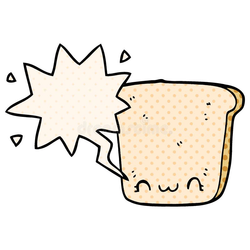 A Creative Cartoon Slice of Bread and Speech Bubble in Comic Book Style ...