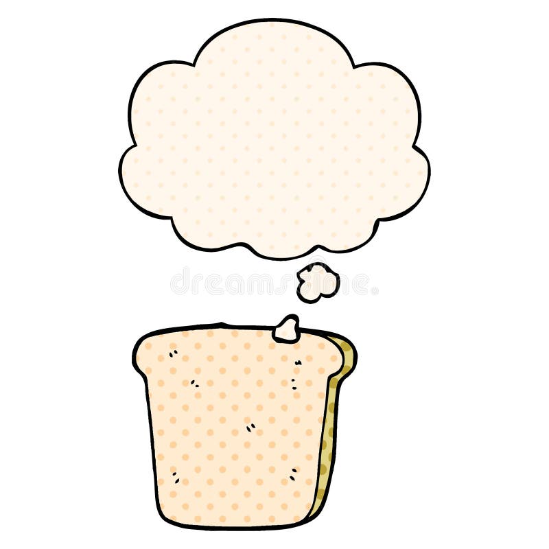 A Creative Cartoon Slice of Bread and Thought Bubble in Comic Book ...