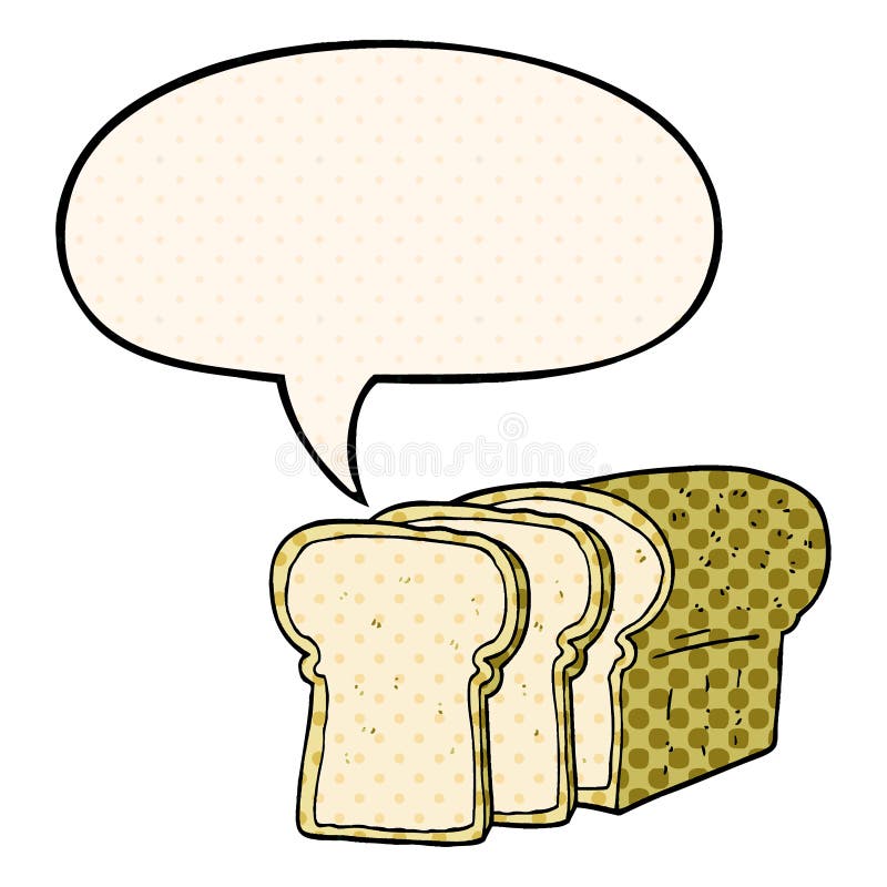 A Creative Cartoon Sliced Bread and Speech Bubble in Comic Book Style ...