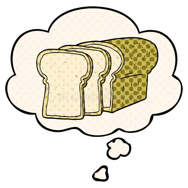 A Creative Cartoon Sliced Bread and Thought Bubble in Comic Book Style ...