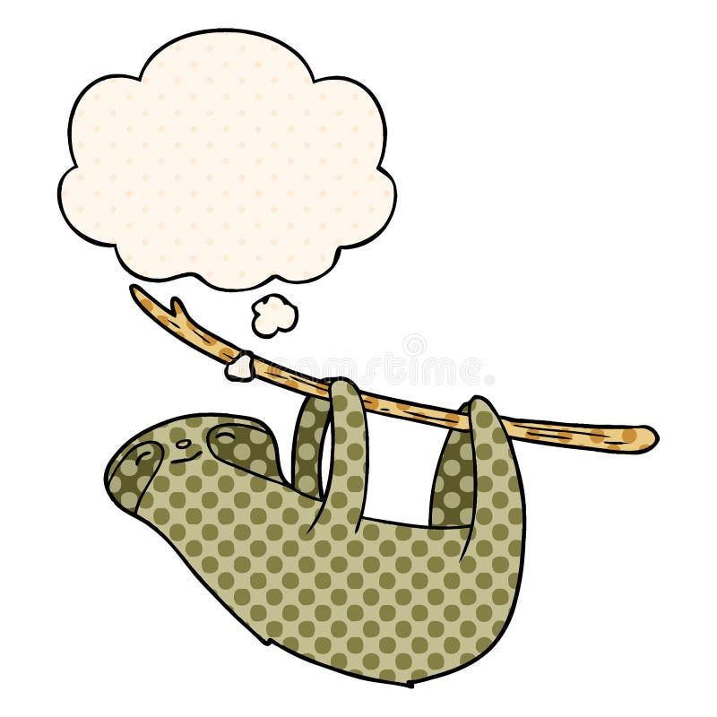 A Creative Cartoon Sloth and Thought Bubble in Comic Book Style Stock ...
