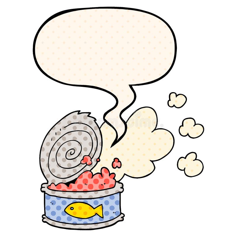 A Creative Cartoon Smelly Can of Fish and Speech Bubble in Comic Book ...