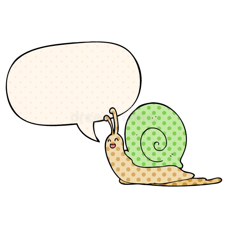 A Creative Cartoon Snail and Speech Bubble in Comic Book Style Stock ...