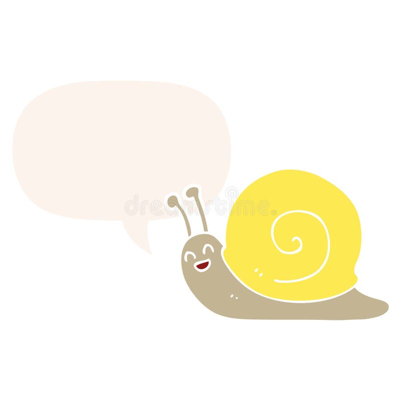 A Creative Cartoon Snail and Speech Bubble in Retro Style Stock Vector ...