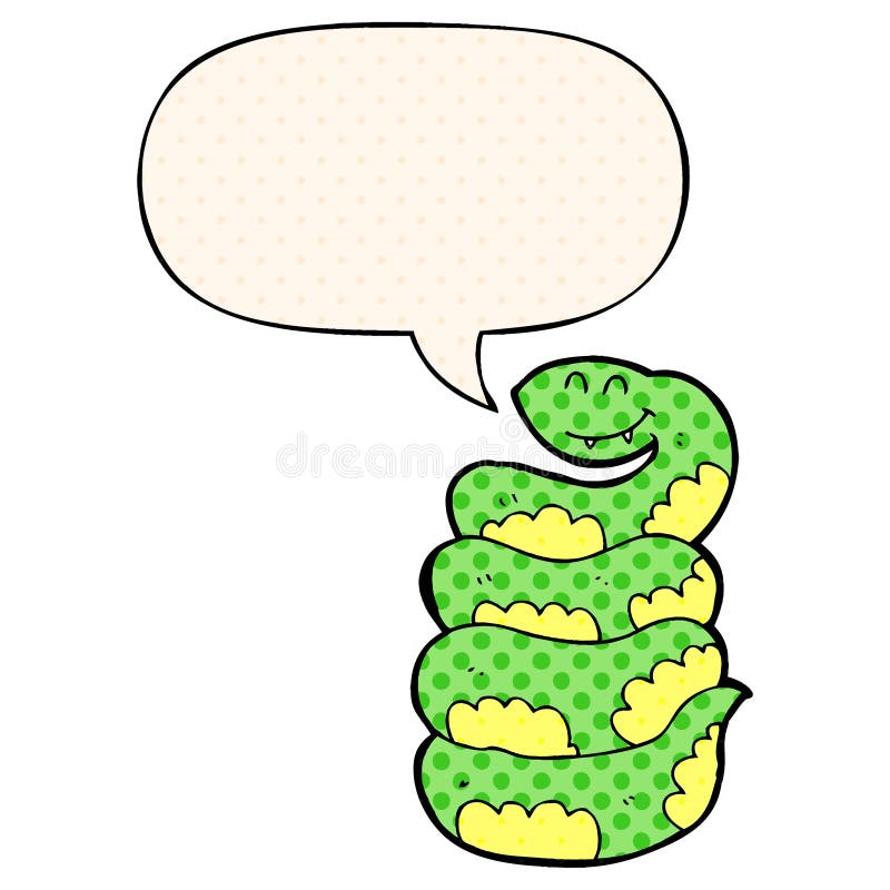 A Creative Cartoon Snake and Speech Bubble in Comic Book Style Stock ...