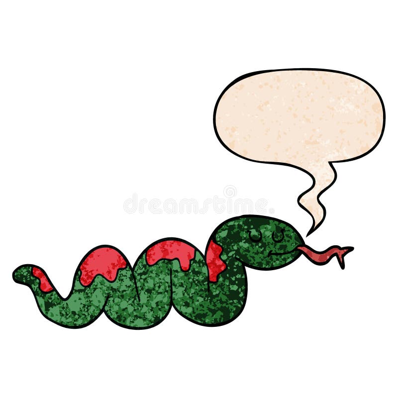 A Creative Cartoon Snake and Speech Bubble in Retro Texture Style Stock ...