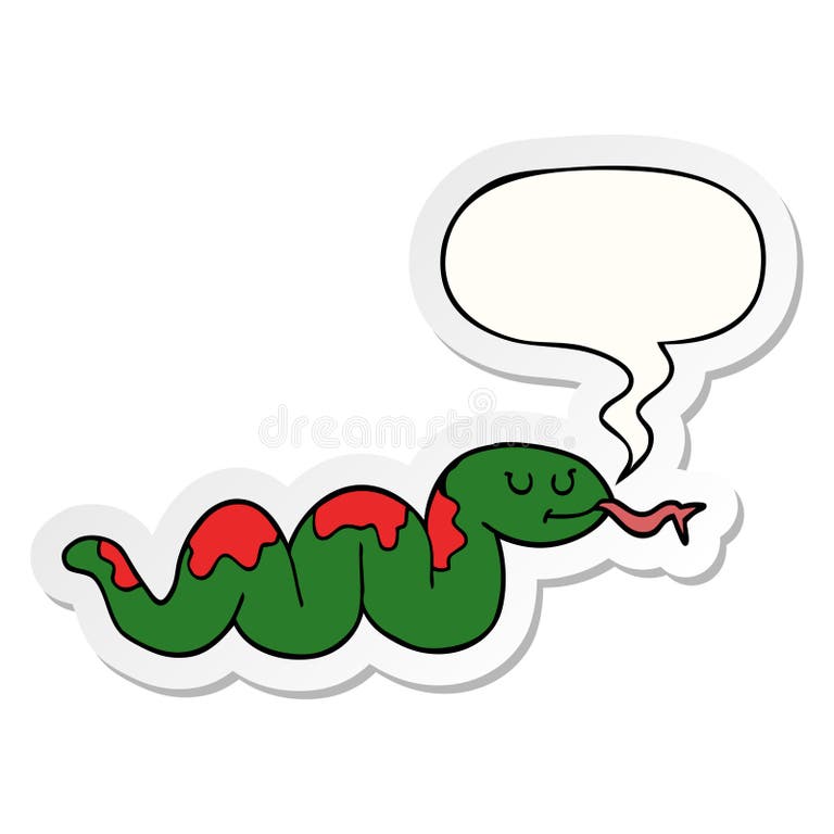 A Creative Cartoon Snake and Speech Bubble Sticker Stock Vector ...