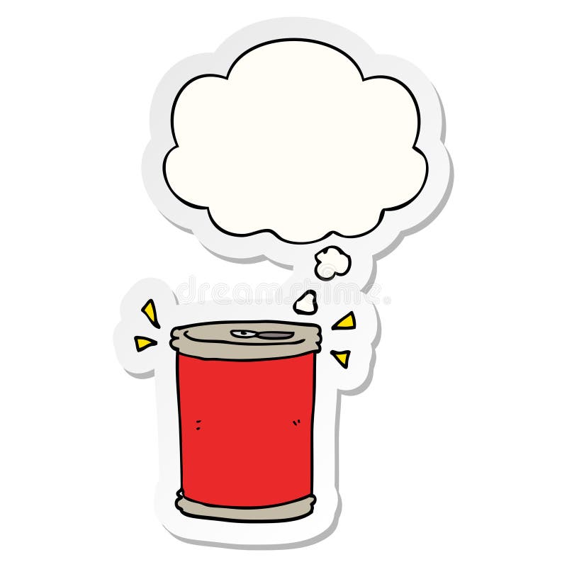 A Creative Cartoon Soda Can and Thought Bubble As a Printed Sticker ...