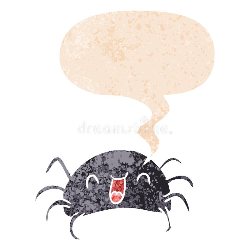 A Creative Cartoon Spider and Speech Bubble in Retro Textured Style ...