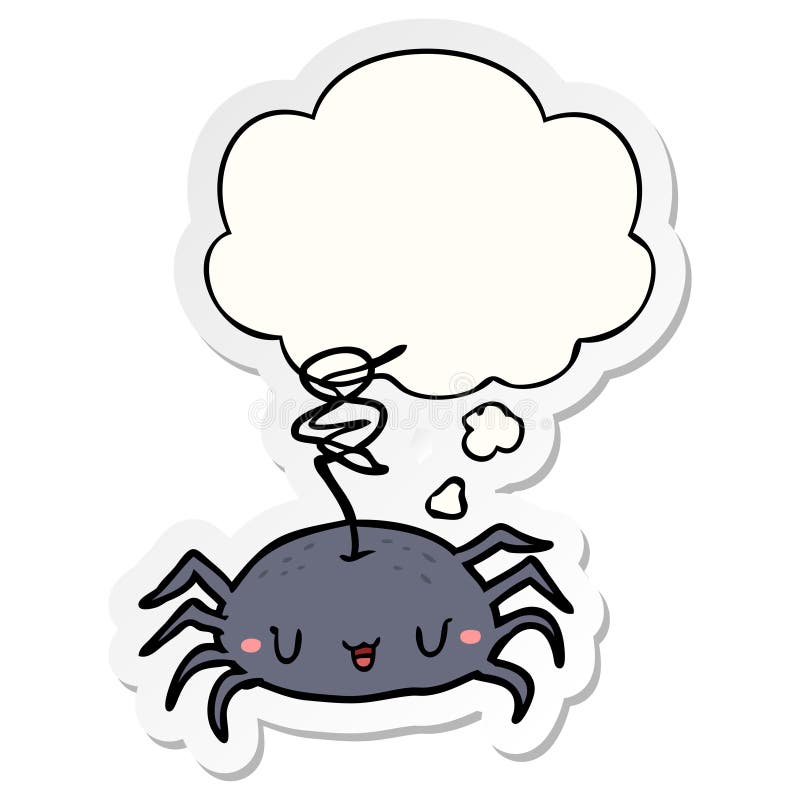 A Creative Cartoon Spider and Thought Bubble As a Printed Sticker Stock ...