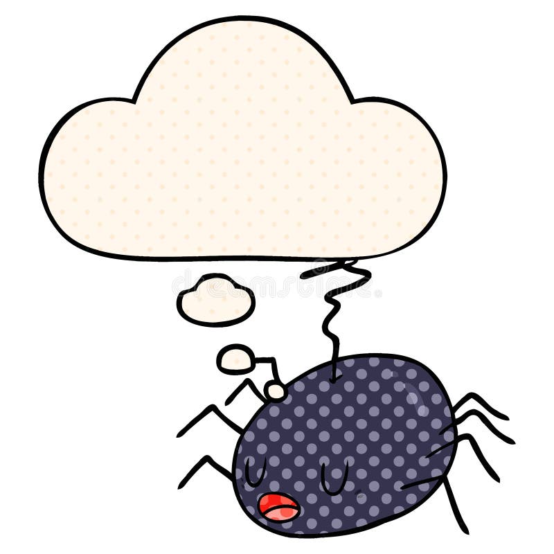 A Creative Cartoon Spider and Thought Bubble in Comic Book Style Stock ...