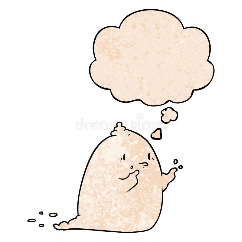 A Creative Cartoon Spooky Ghost and Thought Bubble in Grunge Texture ...