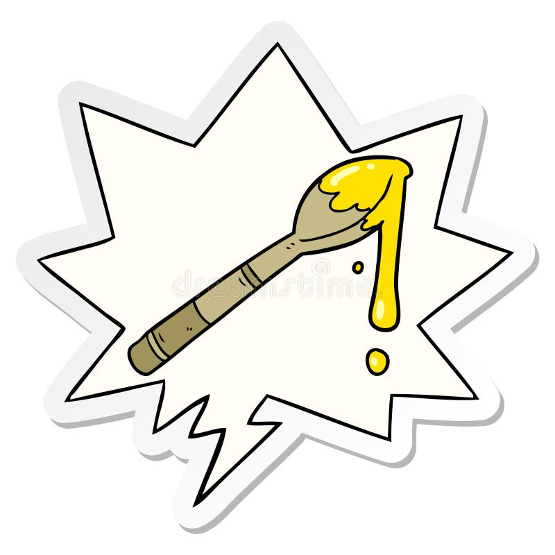 A Creative Cartoon Spoonful of Honey and Speech Bubble Sticker Stock ...