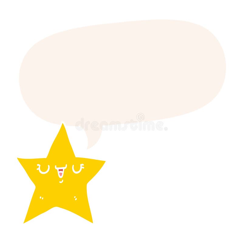 A Creative Cartoon Star and Speech Bubble in Retro Style Stock Vector ...