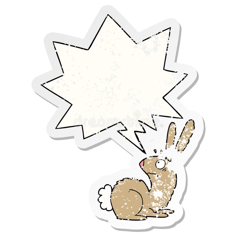 A Creative Cartoon Startled Bunny Rabbit and Speech Bubble Distressed ...