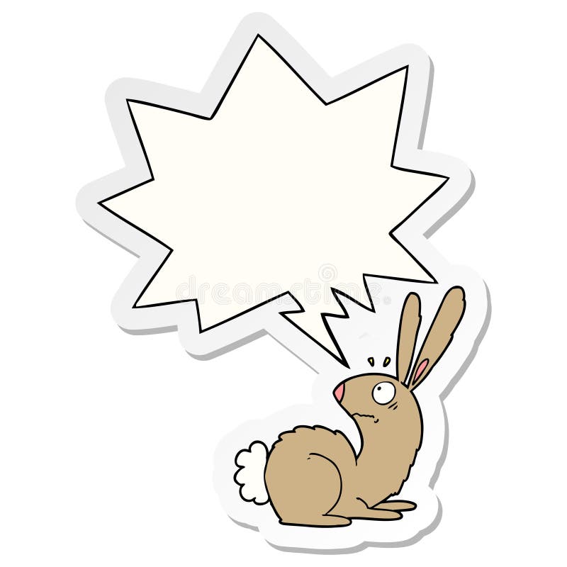 A Creative Cartoon Startled Bunny Rabbit and Speech Bubble Sticker ...