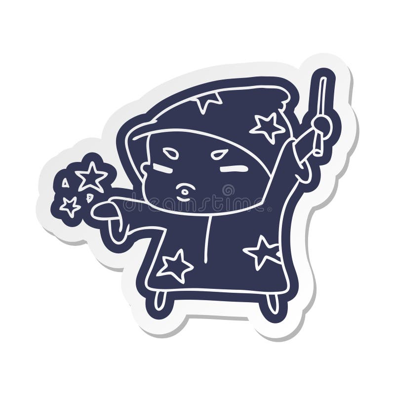 A Creative Cartoon Sticker Cute Kawaii Wizard Child Stock Vector ...