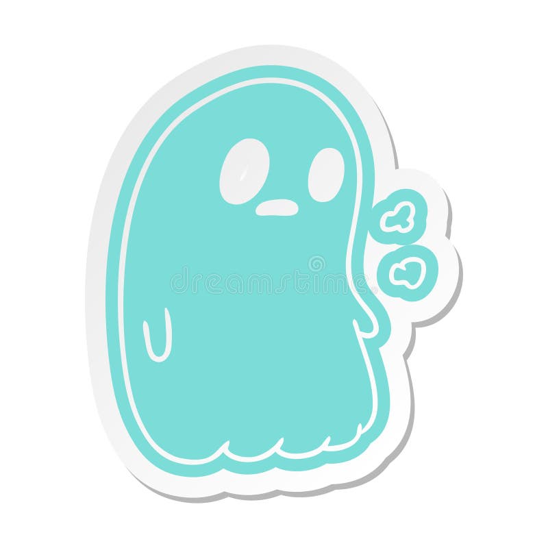 A Creative Cartoon Sticker of a Kawaii Cute Ghost Stock Vector ...