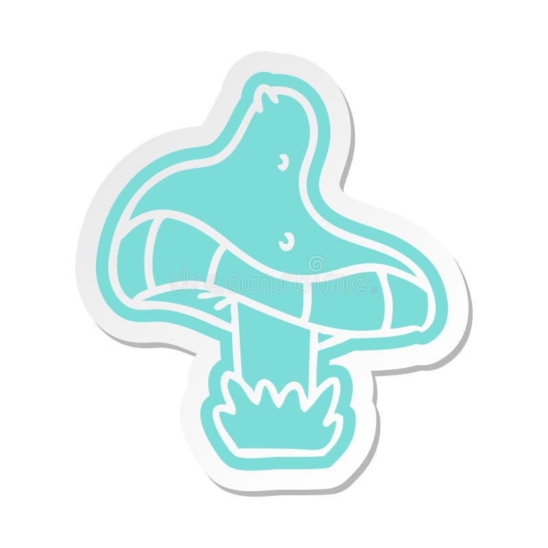 A Creative Cartoon Sticker of a Single Mushroom Stock Vector ...