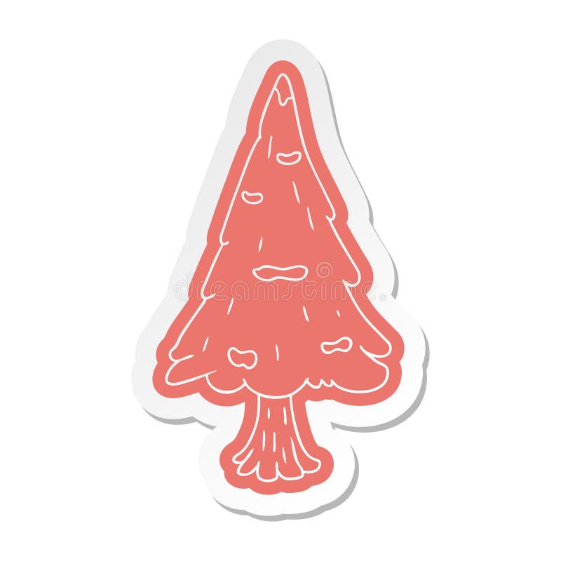A Creative Cartoon Sticker Single Snow Covered Tree Stock Vector ...