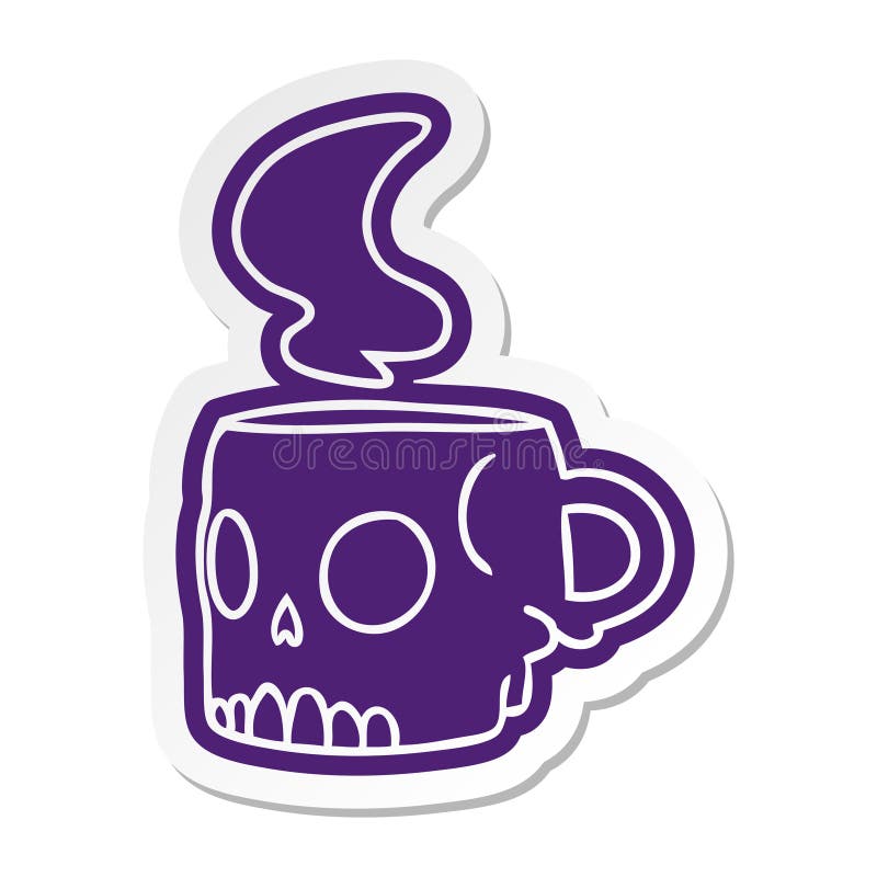 Cartoon Sticker of a Skull Mug Stock Vector - Illustration of sign ...