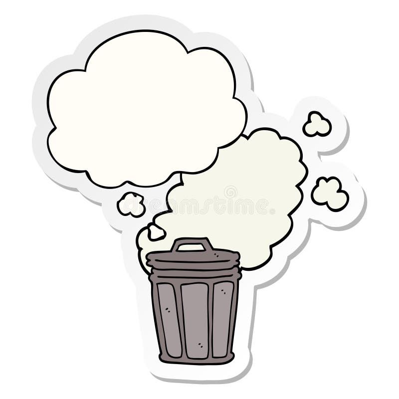 A Creative Cartoon Stinky Garbage Can and Thought Bubble As a Printed ...