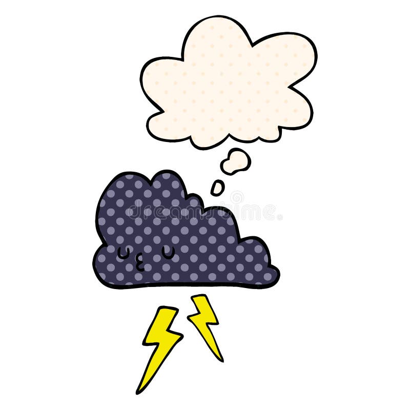 A Creative Cartoon Storm Cloud and Thought Bubble in Comic Book Style ...