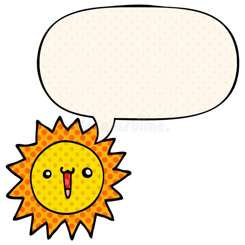 A Creative Cartoon Sun and Speech Bubble in Comic Book Style Stock ...