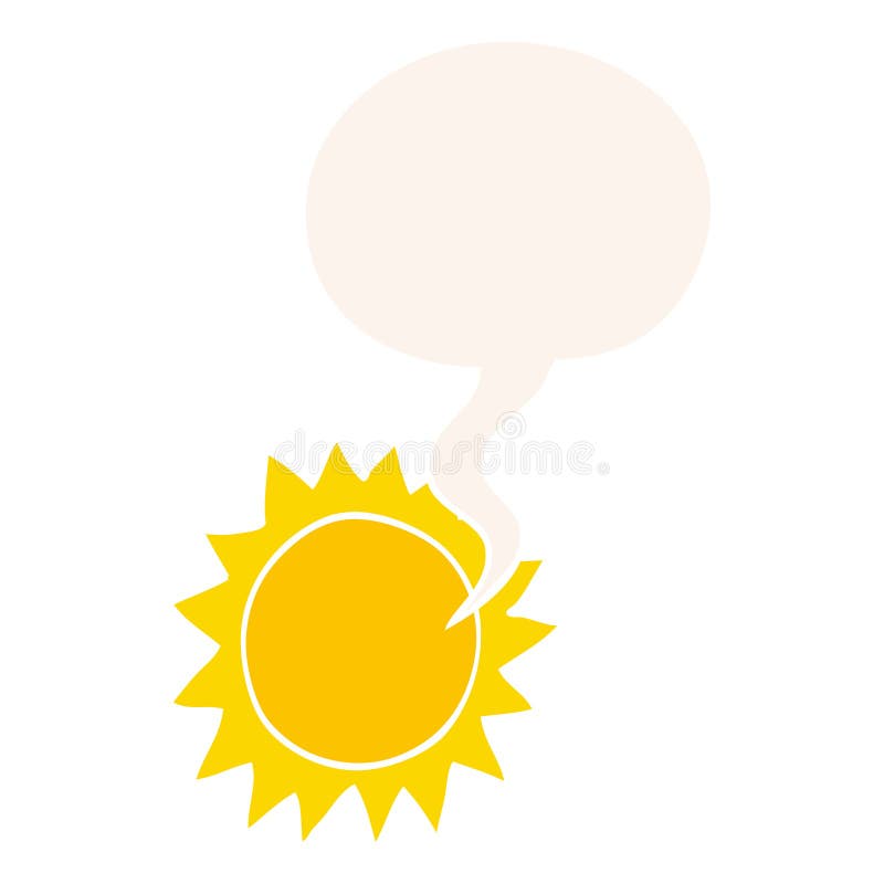 A Creative Cartoon Sun and Speech Bubble in Retro Style Stock Vector ...