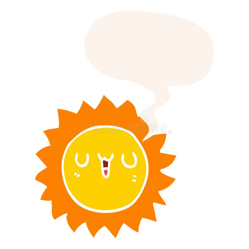 A Creative Cartoon Sun and Speech Bubble in Retro Style Stock Vector ...