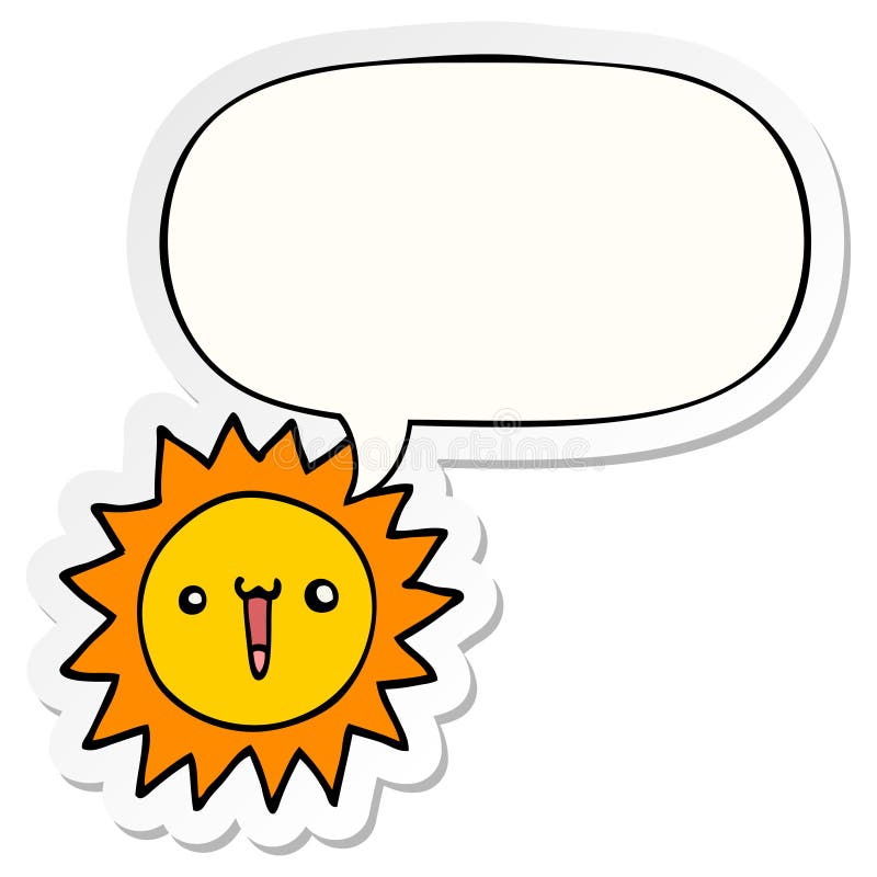 A Creative Cartoon Sun and Speech Bubble Sticker Stock Vector ...