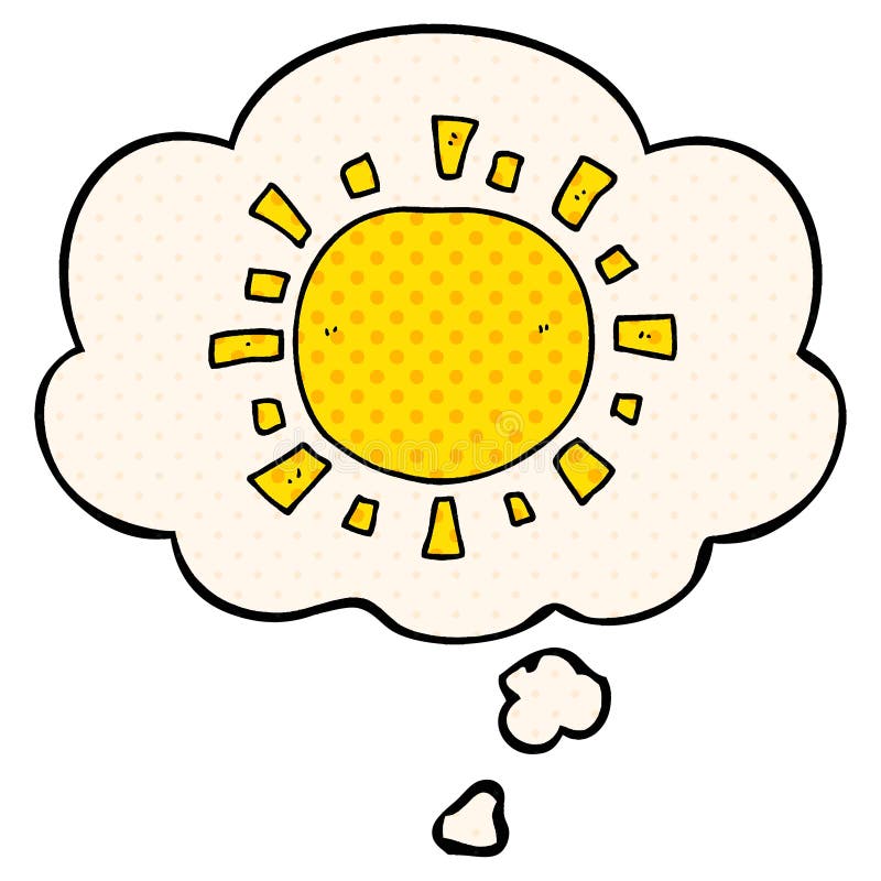A Creative Cartoon Sun and Thought Bubble in Comic Book Style Stock ...