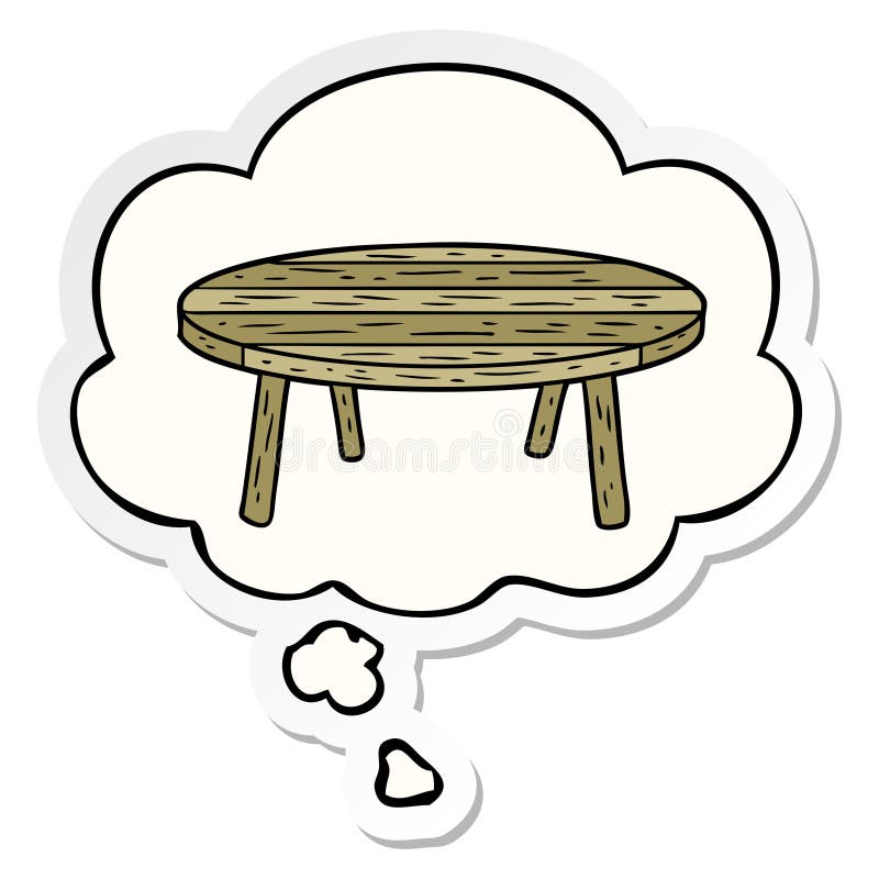 A Creative Cartoon Table and Thought Bubble As a Printed Sticker Stock ...