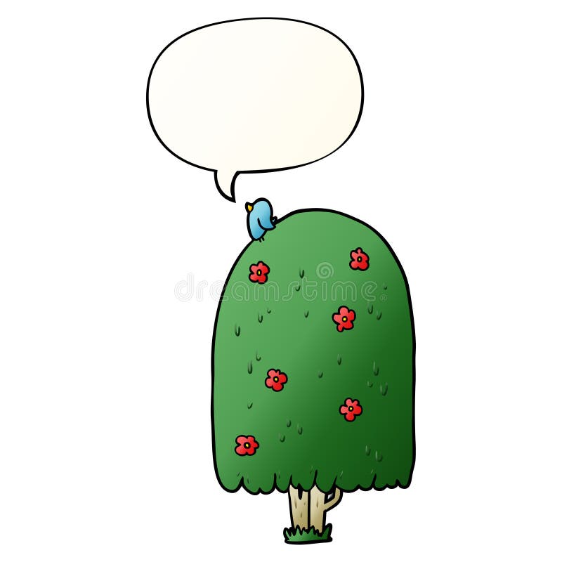 A Creative Cartoon Tall Tree and Speech Bubble in Smooth Gradient Style ...
