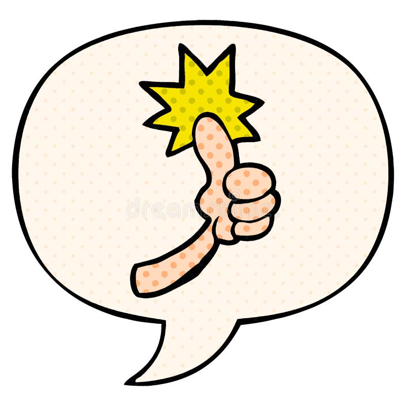 A Creative Cartoon Thumbs Up Sign and Speech Bubble in Comic Book Style ...