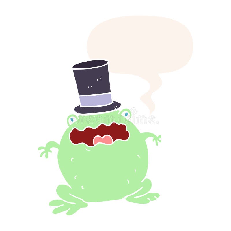 A Creative Cartoon Toad Wearing Top Hat and Speech Bubble in Retro ...