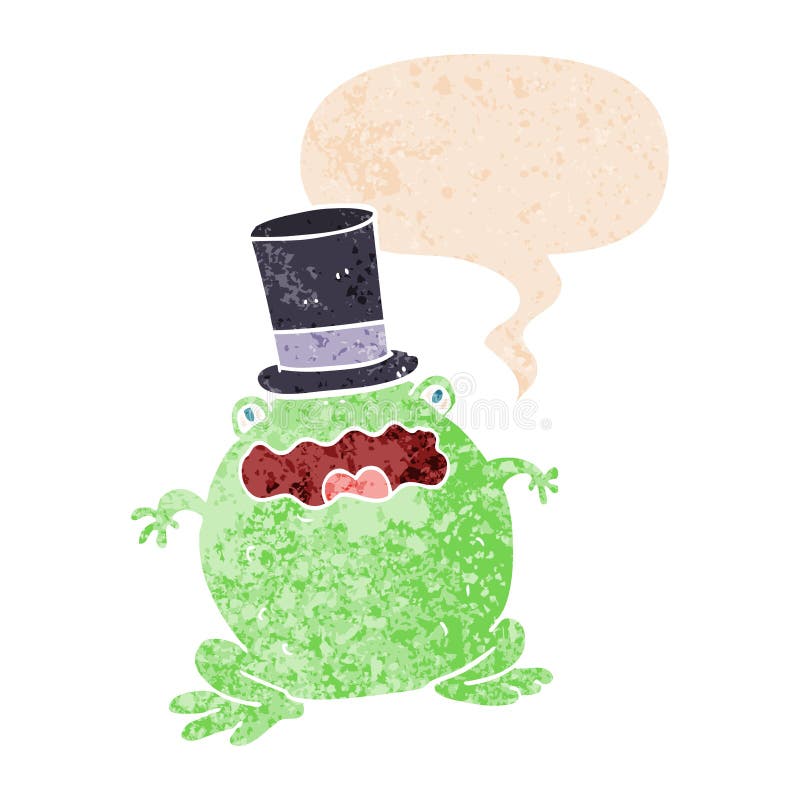 A Creative Cartoon Toad Wearing Top Hat and Speech Bubble in Retro ...