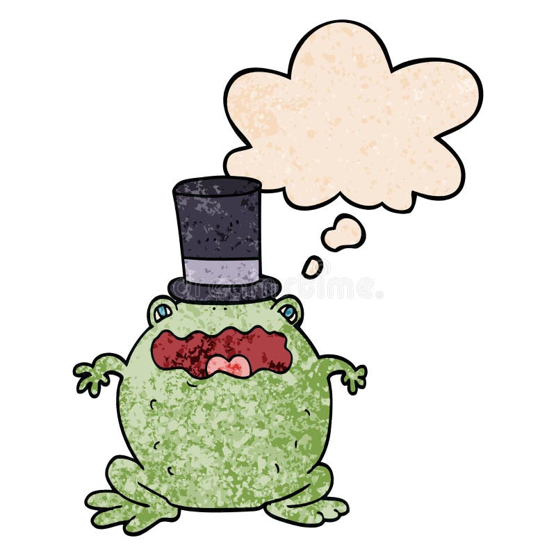 A Creative Cartoon Toad Wearing Top Hat and Thought Bubble in Grunge ...
