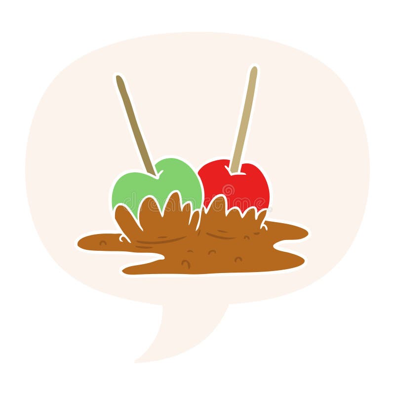 A Creative Cartoon Toffee Apples and Speech Bubble in Retro Style Stock ...