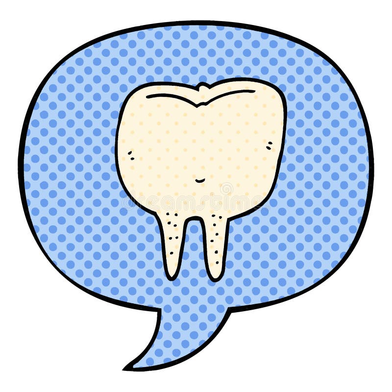 A Creative Cartoon Tooth and Speech Bubble in Comic Book Style Stock ...