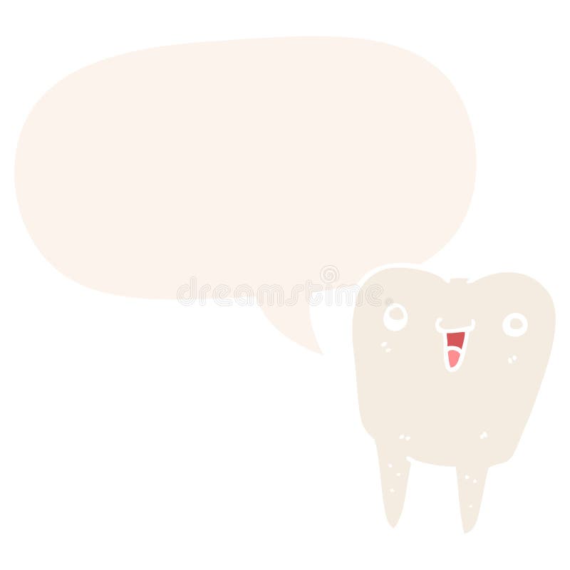 A Creative Cartoon Tooth and Speech Bubble in Retro Style Stock Vector ...