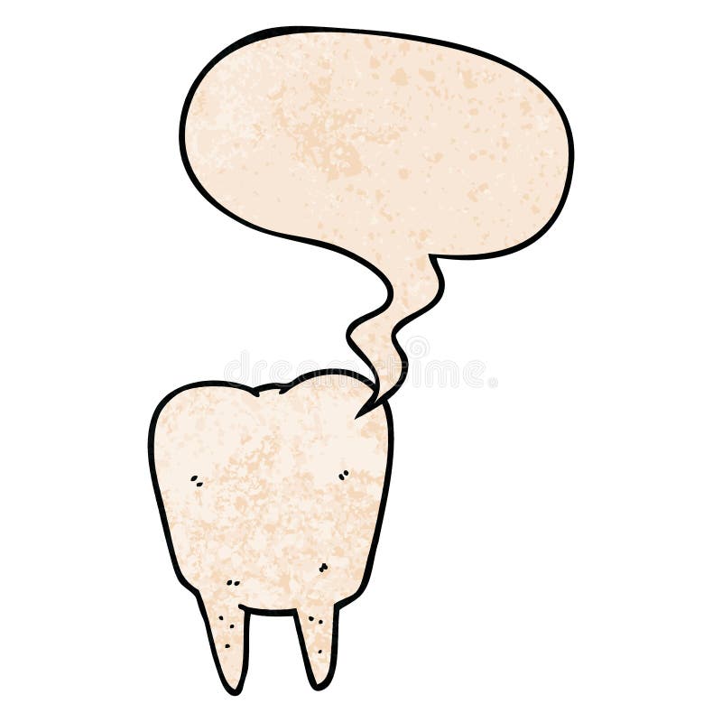 A Creative Cartoon Tooth and Speech Bubble in Retro Texture Style Stock ...