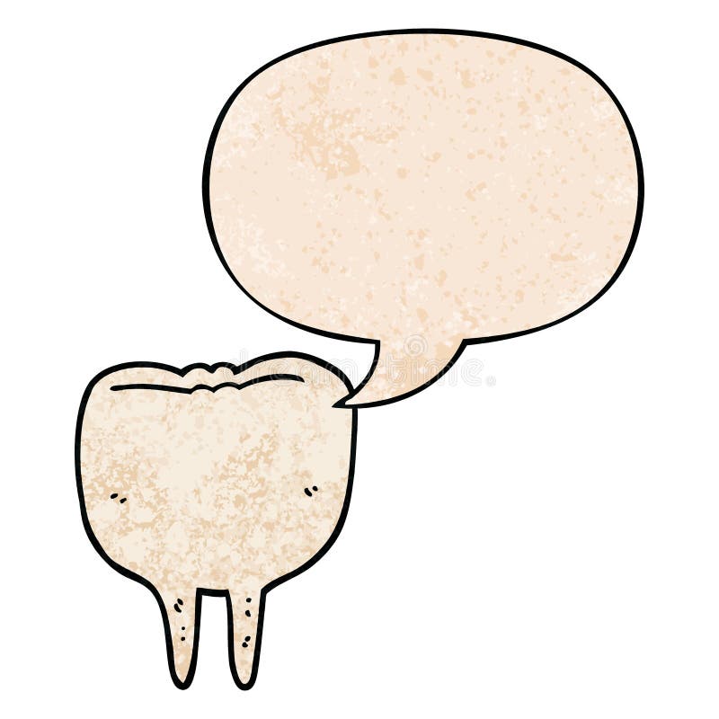 A Creative Cartoon Tooth and Speech Bubble in Retro Texture Style Stock ...