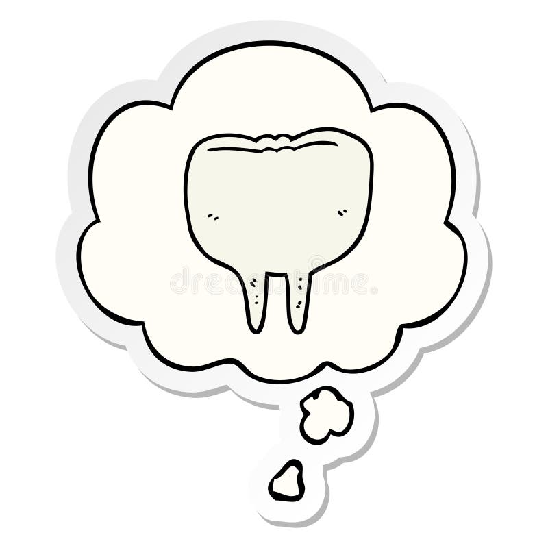 A Creative Cartoon Tooth and Thought Bubble As a Printed Sticker Stock ...
