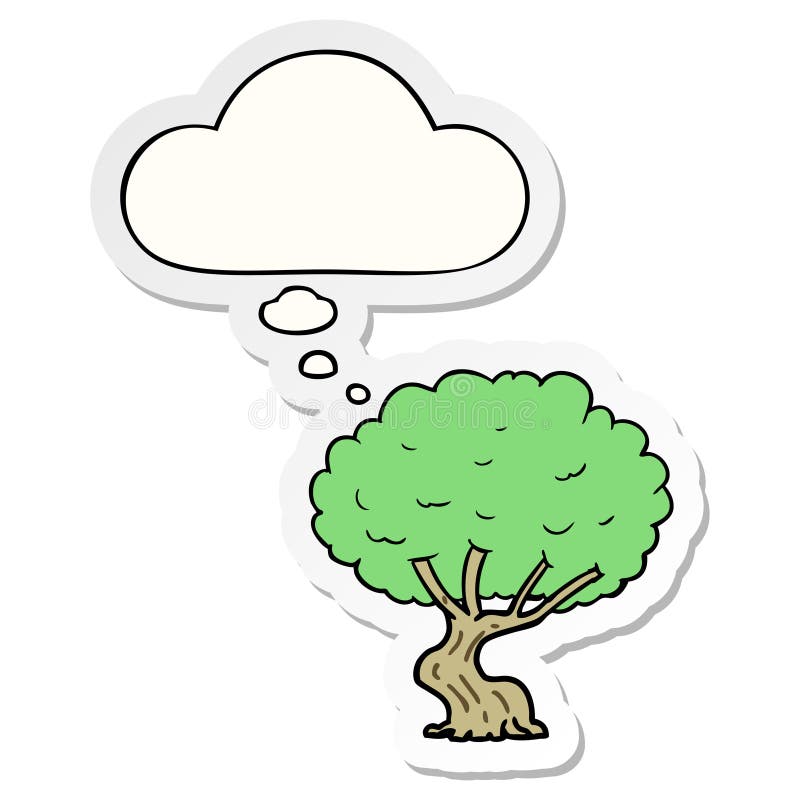 A Creative Cartoon Tree and Thought Bubble As a Printed Sticker Stock ...