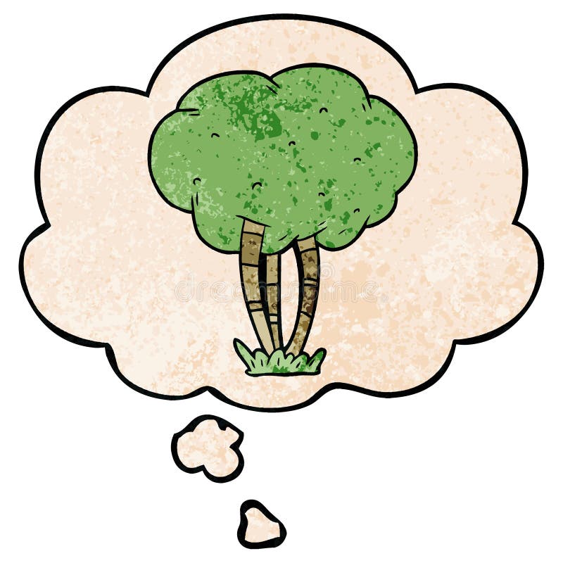 A Creative Cartoon Tree and Thought Bubble in Grunge Texture Pattern ...